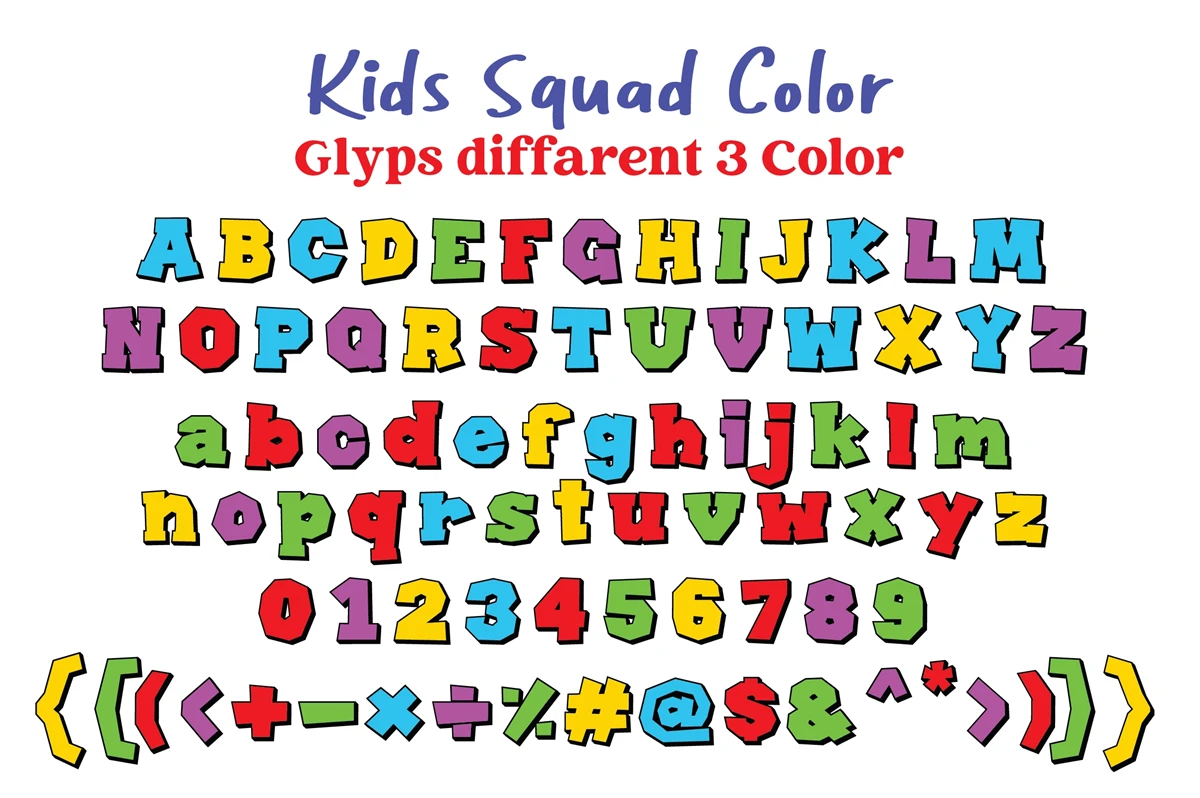 Kids Squad Font, Playful Font with Bold/Outline/Color Font | Designful ...