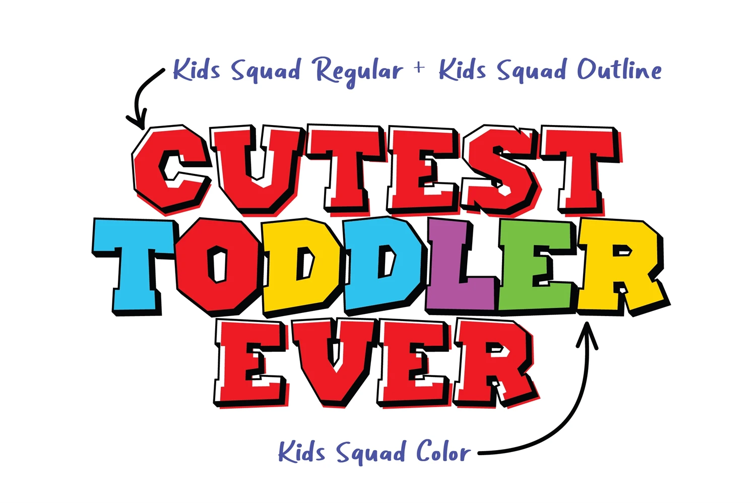 Kids Squad Font, Playful Font with Bold/Outline/Color Font | Designful ...