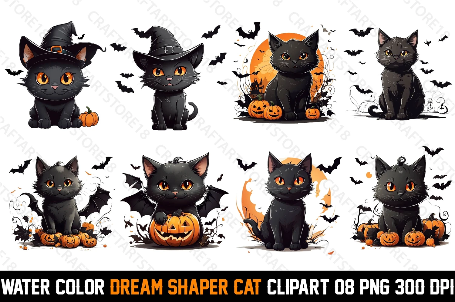 Large Halloween Cat Clip Art