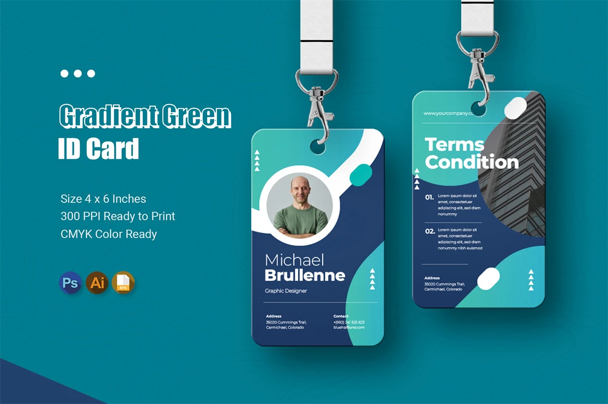 Gradient Green ID Card | Designful Market