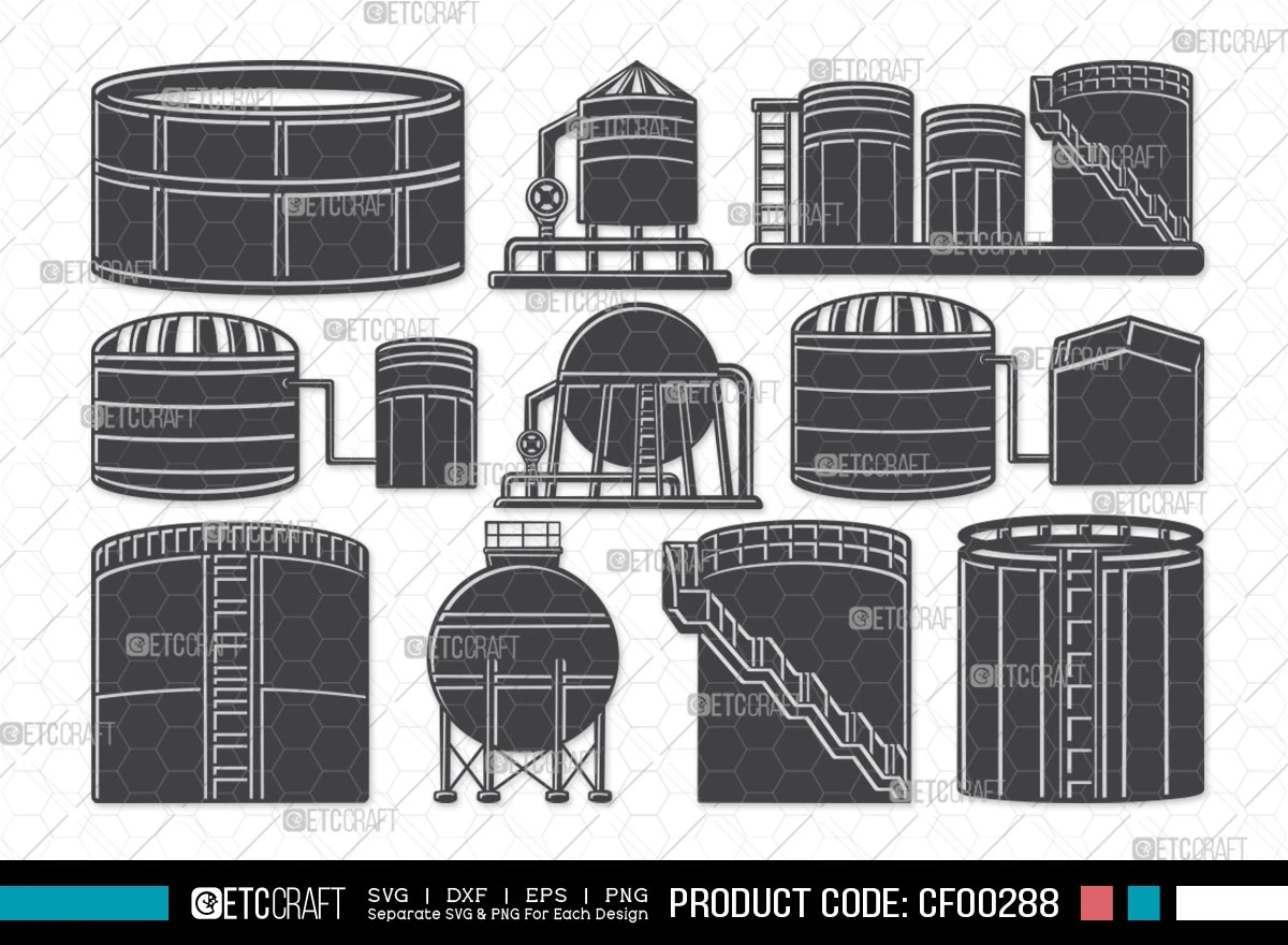 Oil Tank Storage Silhouette Cargo Ship Svg Cut File | Designful Market