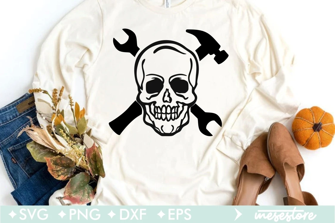 Union Carpenter Skull with SVG File, Mechanic Skull SVG | Designful Market
