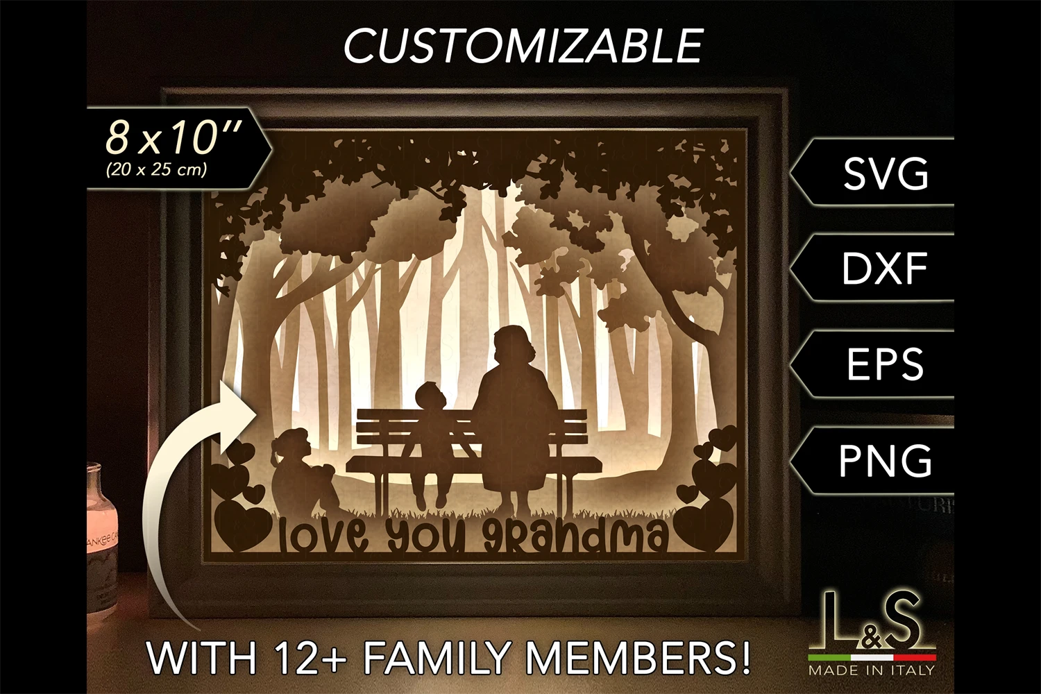 Customizable Grandma Shadow Box Template Light Box SVG Files ...